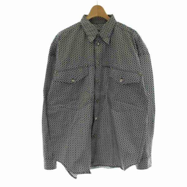 ヴェルサーチジーンズシグネチャー VERSACE JEANS SIGNATURE シャツ L 黒 ブラック 総柄 長袖 メデューサボタン フラップポケット【ブランド】ヴェルサーチジーンズシグネチャー VERSACE JEANS SIGNAT...