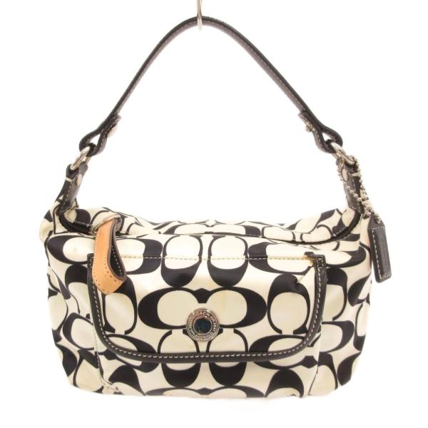 コーチ COACH ハンドバッグ シグネチャー ファスナー開閉 白 ホワイト 黒 ブラック /JS ■GY18 レディース【ブランド】コーチ COACH【実寸サイズ】持ち手の長さ：26cm　ヨコ：26cm　タテ：12cm　マチ：10cm　シ...