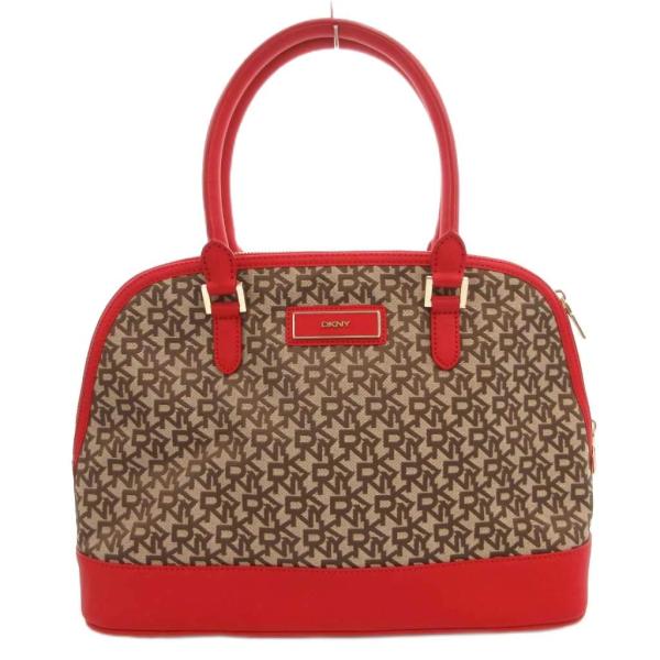 ダナキャランニューヨーク DKNY ハンドバッグ ショルダー 2way 総柄 レザー キャンバス 赤 レッド ベージュ /FF ■GY11 レディース【ブランド】ダナキャランニューヨーク DKNY【実寸サイズ】持ち手の長さ：40cm　ヨコ：...