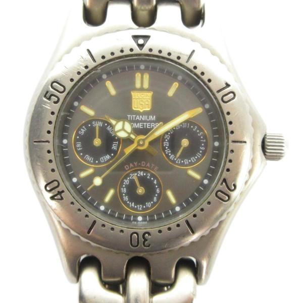 エルジン ELGIN  ジャンク品 FK-668E 腕時計 ウォッチ クォーツ クロノグラフ シルバー色 ■GY18 /MQ メンズ【ブランド】エルジン ELGIN 【表記サイズ】実寸サイズをご参考ください。【実寸サイズ】バンド幅：約1.8...