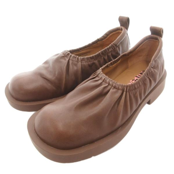 カンペールラボ CAMPERLAB MIL-1978 フラットシューズ スリッポン レザー 革 23.5cm 茶 ブラウン /YJ ■GY18 レディース【表記サイズ】23.5【実寸サイズ】ヒールの高さ：3cm　最大幅：11cm　　【素材】...