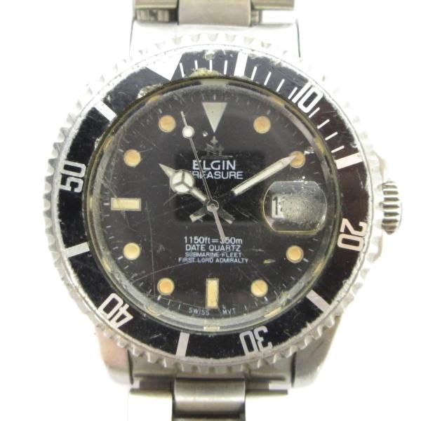 エルジン ELGIN  FK-272 腕時計 ウォッチ クォーツ 黒文字盤 カレンダー付き シルバー色 ■GY11 /MQ メンズ【ブランド】エルジン ELGIN 【表記サイズ】実寸サイズをご参考ください。【実寸サイズ】バンド幅：約1.5c...