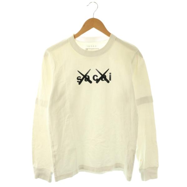 サカイ sacai カウズ KAWS Tシャツ カットソー ロンT 長袖 フロッキー ロゴ 1 白 /YM ■GY18 メンズ【ブランド】サカイ sacai【表記サイズ】1【実寸サイズ】肩幅：41cm　身幅：43cm　着丈：64cm　袖丈：...