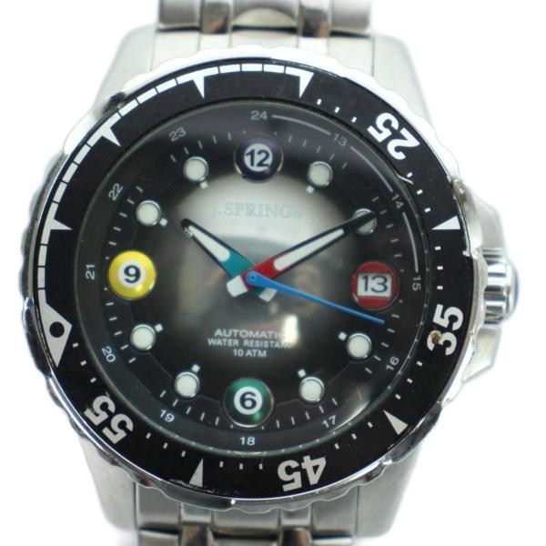 J.SPRING ジェイスプリングス 腕時計 ビリヤードモデル 自動巻き ウォッチ 黒文字盤 カレンダー付き シルバー色 ■GY11 /MQ レディース【表記サイズ】実寸サイズをご参考ください。【実寸サイズ】バンド幅：約1.7cm　腕周り：...