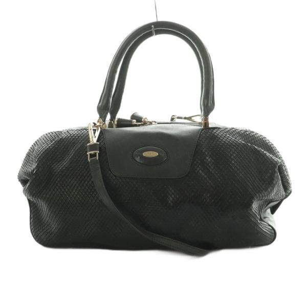 セルジオロッシ Sergio rossi 2WAY ショルダーバッグ ハンドバッグ パイソンレザー 黒 /MI ■GY18 レディース【ブランド】セルジオロッシ Sergio rossi【表記サイズ】表記なし【実寸サイズ】持ち手の長さ：38...