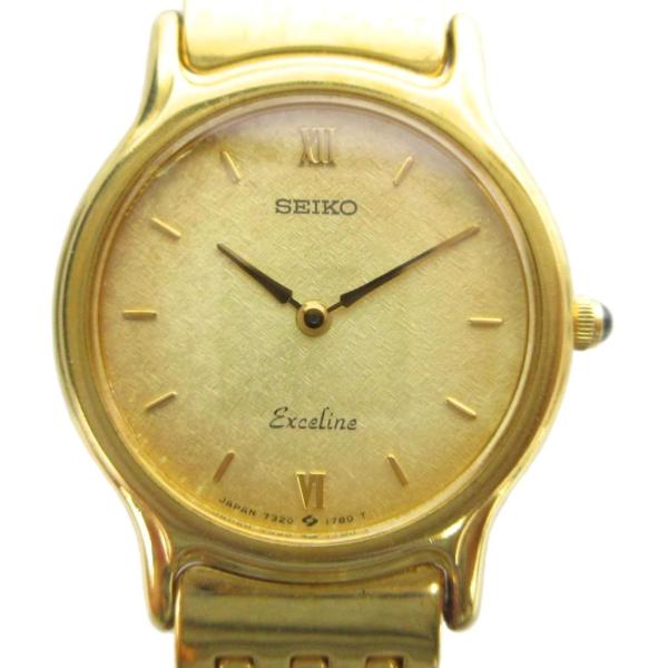 セイコー SEIKO 7320-0360 EXCELINE エクセリーヌ 腕時計 ウォッチ クォーツ ロゴ ゴールド色 ■GY18 /MQ レディース【ブランド】セイコー SEIKO【表記サイズ】実寸サイズをご参考ください。【実寸サイズ】バ...