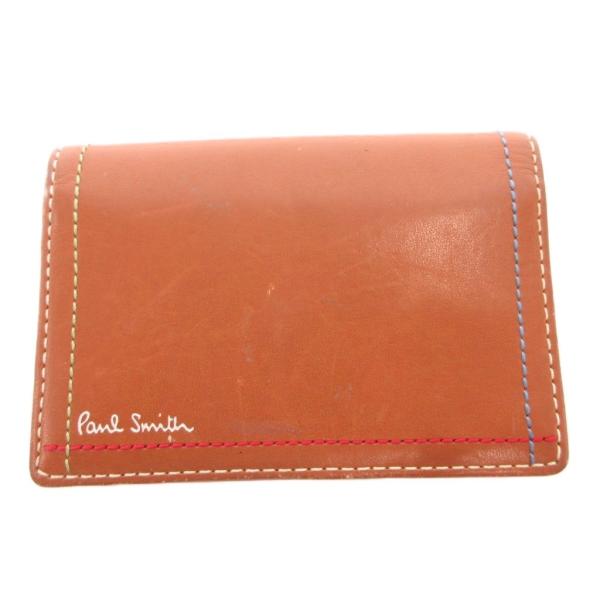 ポールスミス PAUL SMITH カードケース 名刺入れ 型押しロゴ レザー ステッチ 茶 ブラウン /FF ■GY11 メンズ【ブランド】ポールスミス PAUL SMITH【実寸サイズ】ヨコ：11cm　タテ：7.5cm　マチ：1cm　　...