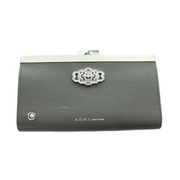 ADMJ アクセソワ Accessoires De Mademoiselle 長財布 ウォレット がま口 レザー ラインストーン ロゴ グレー ■GY18 /MQ レディース【ブランド】ADMJ アクセソワ Accessoires De M...