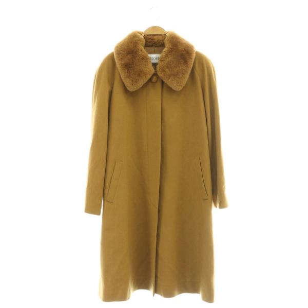 リゲル RIGEL ステンカラーコート ロング ファー カシミア シルク L キャメル /MY ■OS ■GY18 レディース【表記サイズ】L【実寸サイズ】身幅：56cm　着丈：99cm　ゆき丈：79cm　　【素材】表地　 横糸 カシミア　...