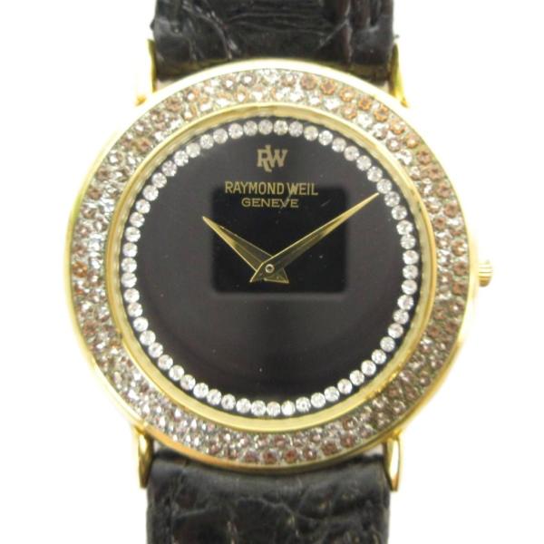 レイモンドウィル RAYMOND WEIL 5835 18KGP 腕時計 ウォッチ クォーツ 黒文字盤 レザーベルト 金メッキ ゴールドカラー 金色【表記サイズ】実寸サイズをご参考ください。【実寸サイズ】バンド幅：約1.5cm　腕周り：約1...