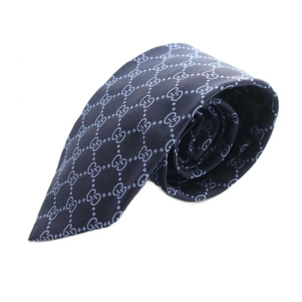 グッチ GUCCI ネクタイ レギュラータイ GG柄 総柄 シルク 紺 ネイビー /SS ■OS ■OH ■GY18 メンズ【ブランド】グッチ GUCCI【実寸サイズ】大剣：約8.3cm　全長：約153cm　　【素材】シルク【色】紺 ネイビ...