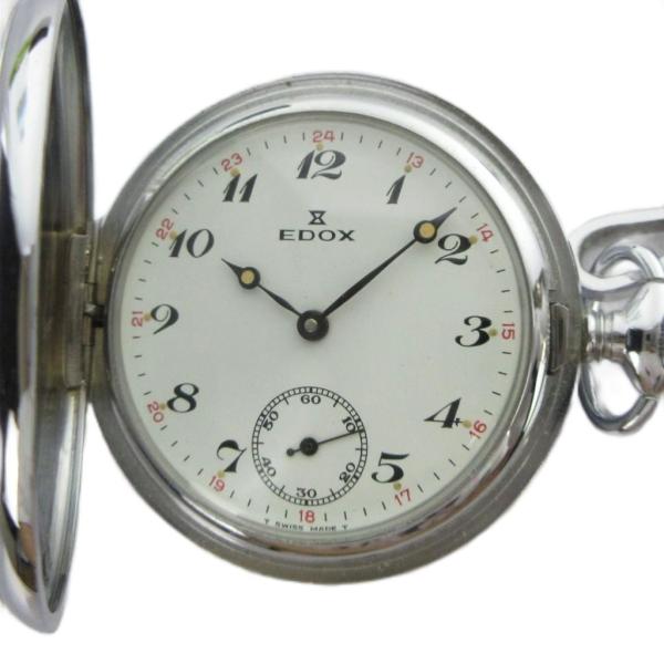 エドックス EDOX 懐中時計 ハンターケース 手巻き スモールセコンド スモセコ 白文字盤 シルバー色 ■GY18 /MQ その他【表記サイズ】実寸サイズをご参考ください。【実寸サイズ】約4.3×4.3cm　【素材】※詳細不明のため掲載の...
