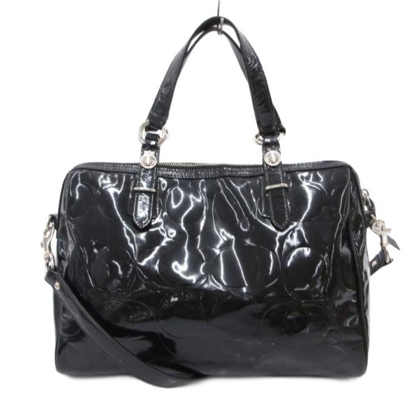 コーチ COACH F16173 2way ハンドバッグ ショルダー エナメル シグネチャー型押し 黒 ブラック /JS ■GY11 レディース【ブランド】コーチ COACH【実寸サイズ】持ち手の長さ：28cm　ヨコ：29cm　タテ：24c...