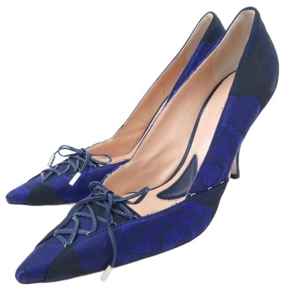 アレッサンドロデラクア ALESSANDRO DELL'ACQUA パンプス ハイヒール 花がら サテン 37 紫 パープル 黒 ブラック /JS ■GY18【ブランド】アレッサンドロデラクア ALESSANDRO DELL'ACQUA【表...