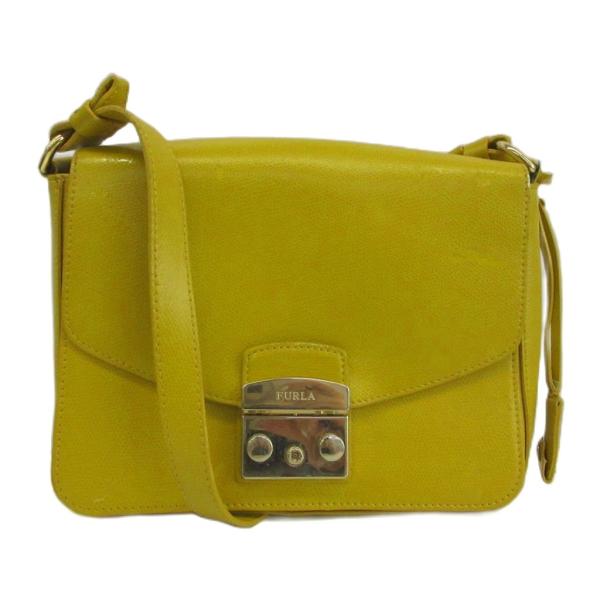 フルラ FURLA メトロポリス Metropolis ショルダーバッグ レザー ロゴ ゴールド金具 黄色 イエロー /XZ ■GY18 レディース【ブランド】フルラ FURLA【実寸サイズ】持ち手の長さ：-cm　ヨコ：22cm　タテ：18...