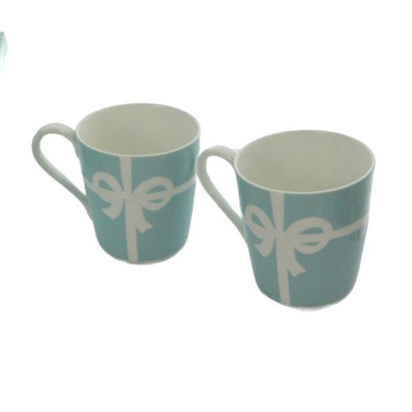 未使用品 ティファニー TIFFANY &amp; CO. ブルーリボン ペア マグカップ 2個セット コップ ロゴ 食器 リボン 青 ブルー 白 ホワイト【ブランド】ティファニー TIFFANY &amp; CO.【表記サイズ】実寸サイズ...