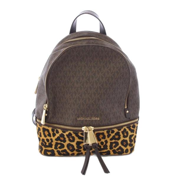マイケルコース MICHAEL KORS Rhea Zip Medium Backpack リュックサック デイパック ハラコ 総柄 レオパード ヒョウ柄 切替 茶 ブラウン /TK ■GY18 レディース【ブランド】マイケルコース MIC...