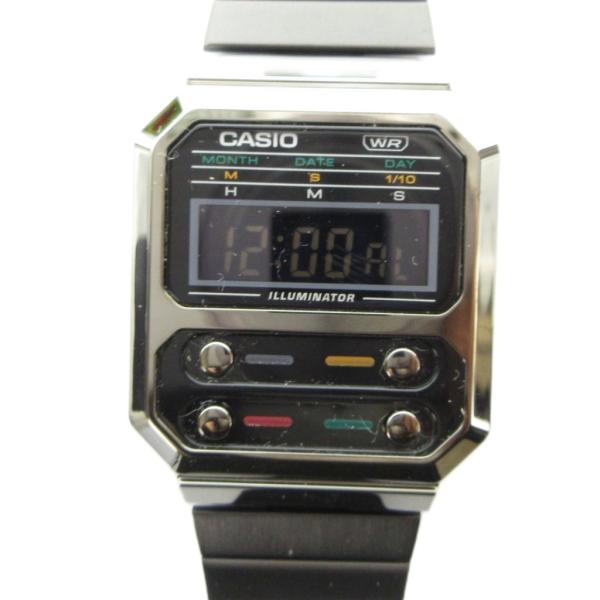 カシオ CASIO A100WE 腕時計 ウォッチ クォーツ デジタル カレンダー付き シルバー色 ■GY18 /MQ メンズ【ブランド】カシオ CASIO【表記サイズ】実寸サイズをご参考ください。【実寸サイズ】バンド幅：約1.5cm　腕周...