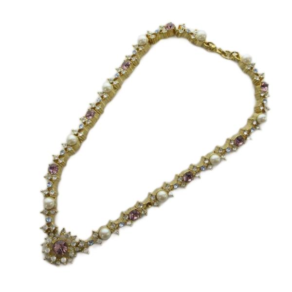 MONET モネ ネックレス アクセサリー ラインストーン リアルパール 真珠 5mm ゴールド色 ■GY11 /MQ レディース【表記サイズ】実寸サイズをご参考ください。【実寸サイズ】チェーンの長さ：約32cm　トップの大きさ：約1.6×...