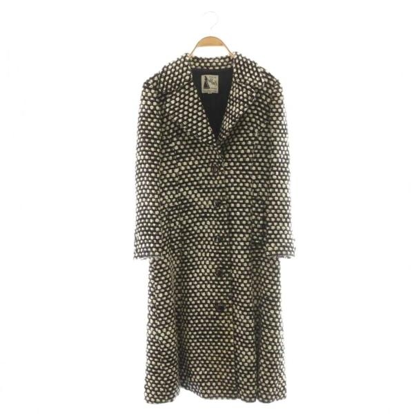 ローブドアルマン ROBE DE ARMAN チェスターコート アウター 総柄 13 黒 白 ■GY18 レディース【表記サイズ】13【実寸サイズ】肩幅：37cm　身幅：42cm　着丈：107cm　袖丈：55cm　　【素材】不明です【色】黒...