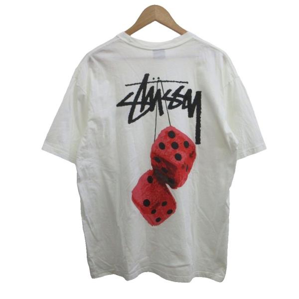 ステューシー STUSSY Fuzzy Dice Tee Tシャツ XL サイコロ ダイス 白 ホワイト 半袖 グラフィックプリント バックプリント【ブランド】ステューシー STUSSY【表記サイズ】XL【実寸サイズ】肩幅：約55cm　身幅...