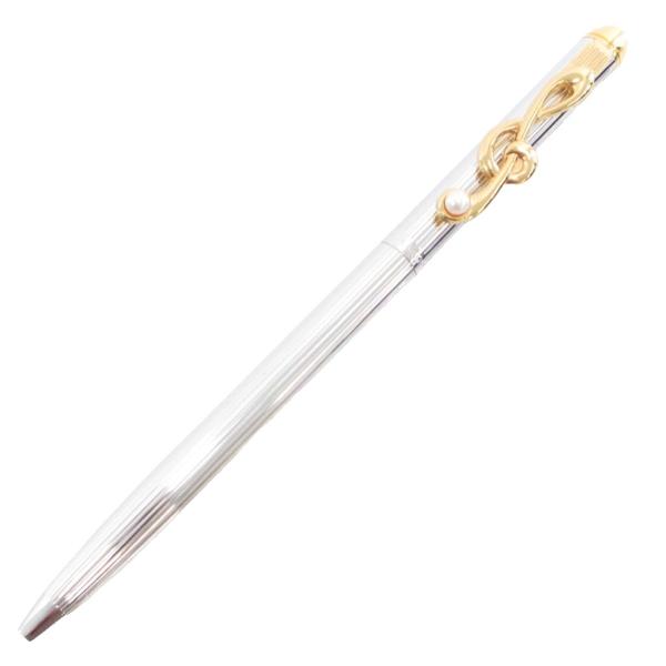 ミキモト MIKIMOTO ボールペン 音符モチーフ パール装飾 真珠 ストライプ彫刻 筆記用具 /SD ■GY18 その他【ブランド】ミキモト MIKIMOTO【実寸サイズ】全長：13cm　　【色】シルバーカラー　インク ブラック【仕様】...