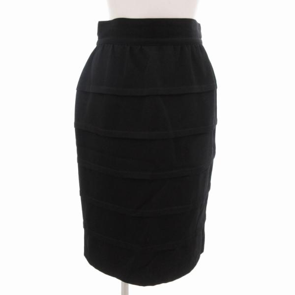 RARO VISO ティアードスカート タイト ひざ丈 ウール 38 M 黒 ブラック /FT ■GY39 レディース【表記サイズ】38【実寸サイズ】ウエスト：約62cm　ヒップ：約88cm　スカート丈：約61cm　　【素材】表地 毛　裏地...