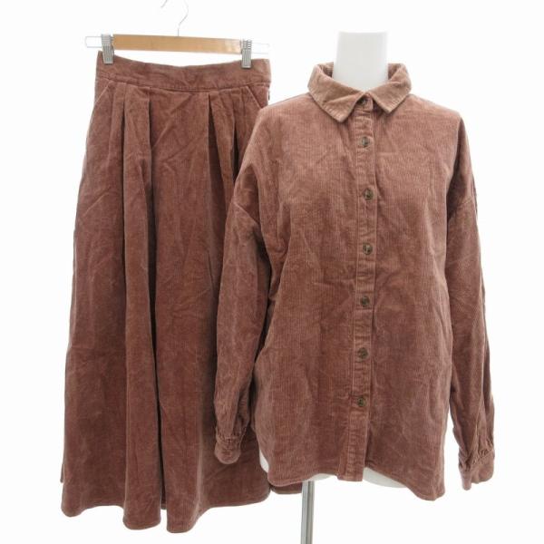 ナイスクラップ NICE CLAUP セットアップ コーデュロイ シャツジャケット ロングスカート フレア イージー ストレッチ F ピンク /FT【ブランド】ナイスクラップ NICE CLAUP【表記サイズ】F【実寸サイズ】ジャケット 肩...