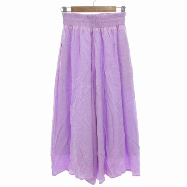 I wonder if ... イージーパンツ ガウチョ ワイド M 紫 パープル /UO レディース【表記サイズ】M【実寸サイズ】ウエスト：約62〜80cm　もも幅：約40cm　裾幅：約59cm　股上：約38cm　股下：約52cm　　【素...