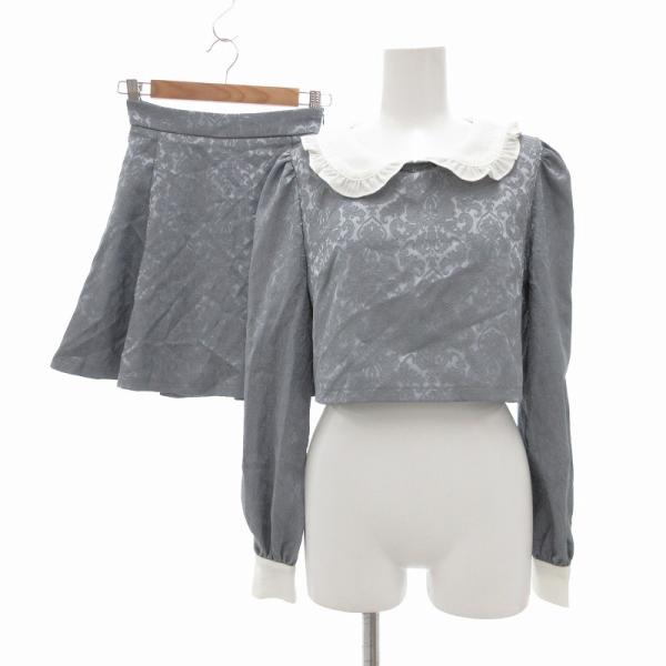 ティティー&amp;コー TITTY&amp;CO セットアップ ブラウス スカパン ジャカード 青系 F /UO レディース【ブランド】ティティー&amp;コー TITTY&amp;CO【表記サイズ】F【実寸サイズ】ジャケット 肩幅：約3...