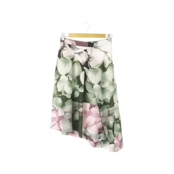 ハナエモリ HANAE MORI manuscrit フレアスカート ロング アシンメトリー グラフィック フォトプリント 花びら 総柄 01 S ピンク【ブランド】ハナエモリ HANAE MORI【表記サイズ】01(日本サイズ S相当)【...