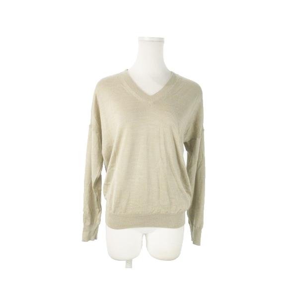 自由区 オンワード樫山 Botta Giuseppe ニット セーター Vネック 長袖 ワンポイント 透かし編み 絹 シルク混 カシミヤ混 38 M ベージュ【ブランド】自由区 オンワード樫山【表記サイズ】38(日本サイズ M相当)【実寸サ...