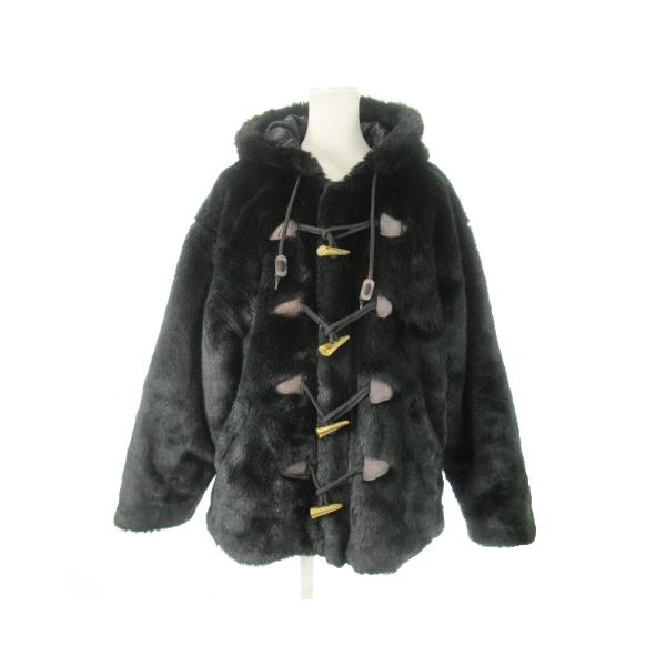 パドドゥ PAS DE DEUX フェイクファー ダッフル コート 中綿 フード ミドル ジップアップ トグルボタン F 黒 ブラック /AO9 レディース【表記サイズ】F【実寸サイズ】身幅：58cm　着丈：70cm　ゆき丈：84cm　　【...