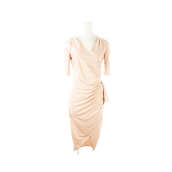 未使用品 リューユ Ryuyu Chick ワンピース ミモレ ロング カシュクール 半袖 オープンショルダー ギャザー ドレープ M ピンク【表記サイズ】Mバスト 79〜87ヒップ 87〜95身長 154〜162【実寸サイズ】身幅：40c...