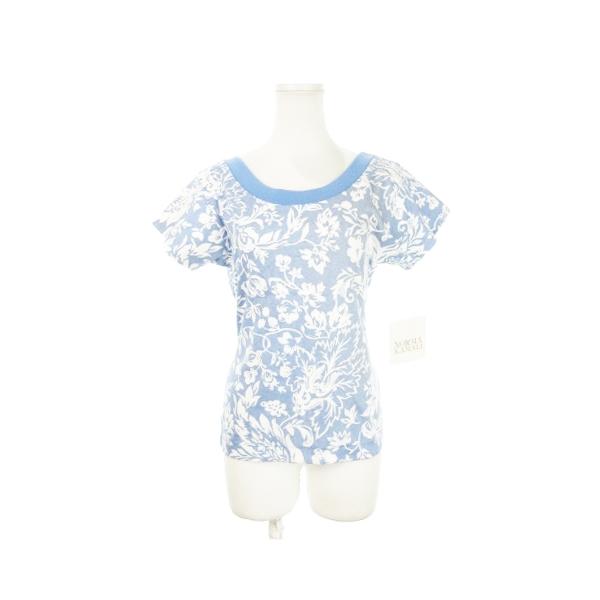 未使用品 ノーマカマリ NORMAKAMALI カットソー ラウンドネック 半袖 ボタニカル フラワー 花柄 総柄 コットン M 青 ブルー /AH14【ブランド】ノーマカマリ NORMAKAMALI【表記サイズ】M【実寸サイズ】肩幅：36...