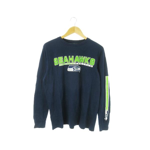 TEAM APPAREL NFL SEATTLE SEAHAWKS Tシャツ カットソー ロンT クルーネック 長袖 プリント L 紺 ネイビー /AO15 メンズ【表記サイズ】L【実寸サイズ】肩幅：46cm　身幅：54cm　袖丈：61.5...
