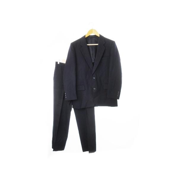 ブライドマン BRIDES MAN シングルスーツ 2点セット セットアップ テーラードジャケット スラックス ストレート ストライプ L 紺【表記サイズ】C 98W 88T 175【実寸サイズ】ジャケット 肩幅：44cm　ジャケット 身幅...