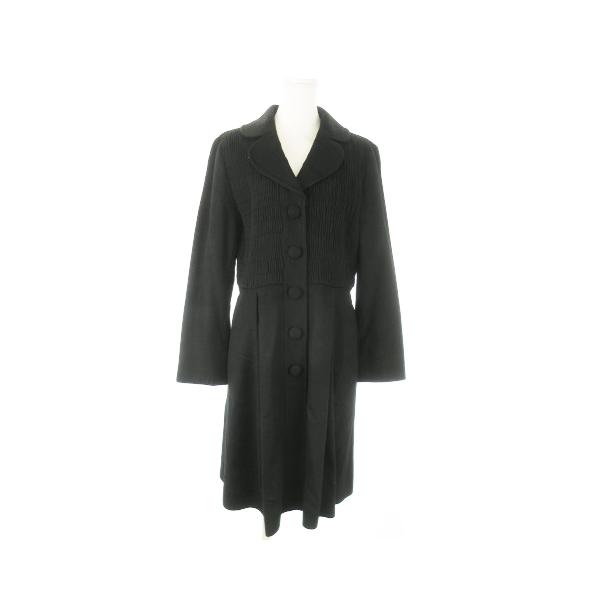 ラシュメール LA.SUMER ロングコート テーラーカラー カシミヤ混 切替 ギャザー 40 L 黒 ブラック /AO2 レディース【表記サイズ】40(日本サイズ L相当）【実寸サイズ】肩幅：40cm　身幅：46cm　袖丈：60.5cm　...