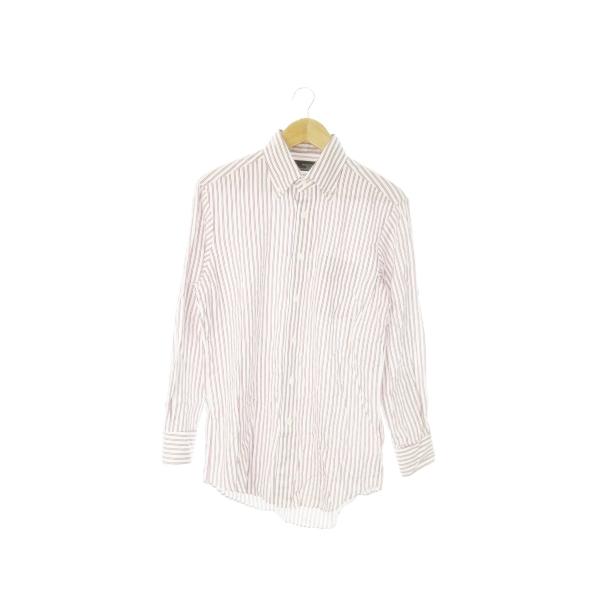 メーカーズシャツ カマクラ MAKER'S SHIRT 鎌倉 ワイシャツ Yシャツ ボタンダウン 長袖 コットン ストライプ 総柄 41/85 L 白 ホワイト【ブランド】メーカーズシャツ カマクラ MAKER'S SHIRT 鎌倉【表記サ...