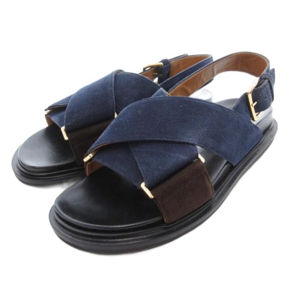 マルニ MARNI Fussbett フスベットサンダル クロスベルト ストラップ 紺 ネイビー 黒 ブラック FBMS005201 /AE ■GY30 レディース【ブランド】マルニ MARNI【表記サイズ】サイズ表記なし（実寸サイズを参考...
