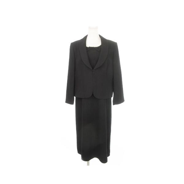 リリーバーン LILYBURN 東京ソワール ブラック フォーマル セットアップ 2点 セット ジャケット ロング ワンピース 大きいサイズ 17 黒【表記サイズ】17AR17号XXXL【実寸サイズ】肩幅：40cm　身幅：51cm　袖丈：5...