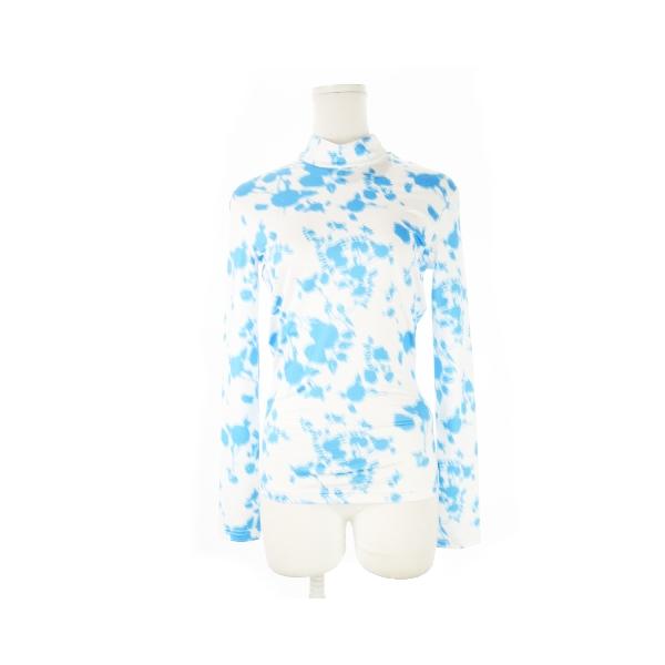 未使用品 ヴィヴァーノ VIVIANO ELASTIC TOP カットソー ハイネック 長袖 ストレッチ 薄手 花柄 M 青 ブルー /CK24【表記サイズ】M【実寸サイズ】肩幅：35cm　身幅：40cm　袖丈：58cm　着丈：59cm　　...