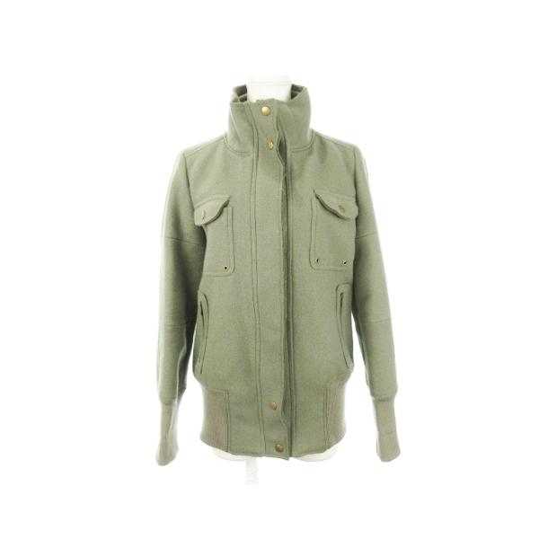プリシラ priscilla ジャケット ジップブルゾン スタンドカラー ウール アンゴラ混 2 M 緑 グリーン /AH1 ■GY99 レディース【表記サイズ】2 M【実寸サイズ】肩幅：38cm　身幅：48cm　袖丈：60cm　着丈：63...
