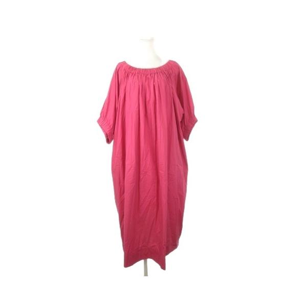 サラマリカ sara mallika ロングワンピース 五分袖 リボン ボリュームスリーブ コットン ピンク /AH11 ■GY99 レディース【表記サイズ】サイズ表記なし(実寸サイズをご覧ください)【実寸サイズ】身幅：80cm　着丈：12...