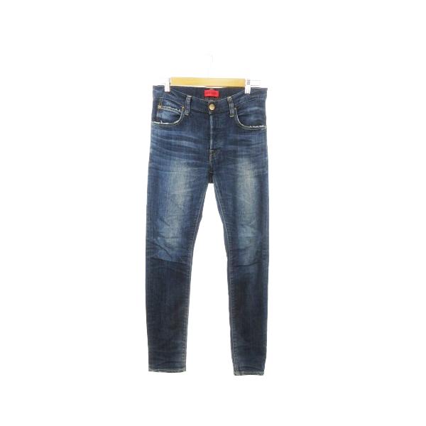 レッドカード RED CARD ストレッチ スキニーデニム Ryder ボタンフライ ウォッシュ加工 ヴィンテージ加工 ダメージ加工 29 青【ブランド】レッドカード RED CARD【表記サイズ】29【実寸サイズ】ウエスト：78cm　もも...