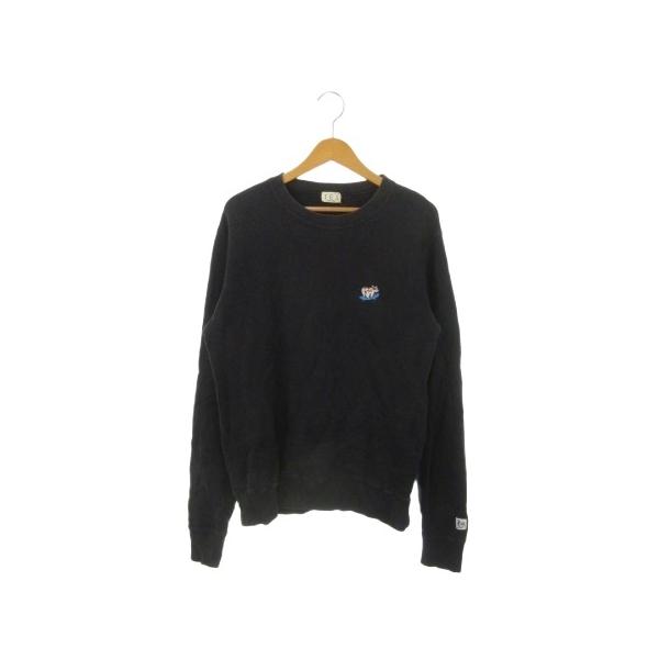 テス TES スウェットシャツ M 黒 ブラック /MN1 ■GY99 メンズ【表記サイズ】M【実寸サイズ】身幅：50cm　着丈：66cm　ゆき丈：92.5cm　　【素材】綿【色】黒 ブラック【状態】生地に毛羽立ちや色褪せなど使用感がござい...