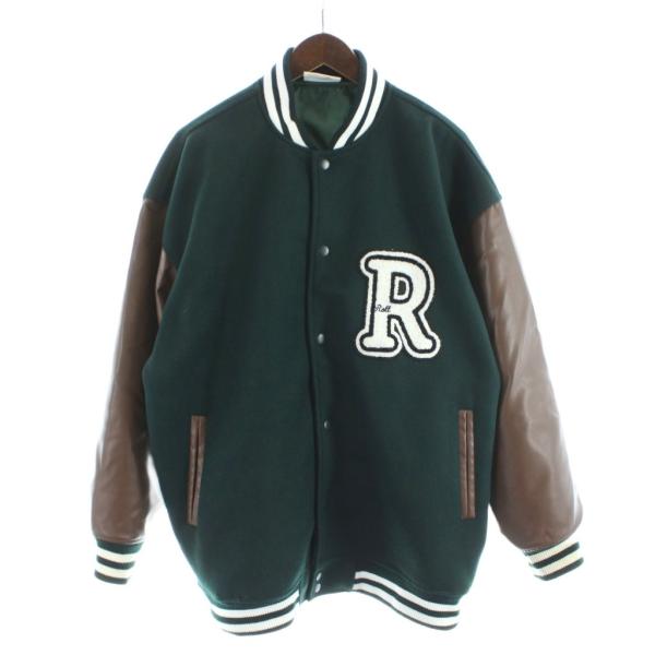 スピンズ SPINNS MAKES STYLE スタジャン F 緑 グリーン 茶 ブラウン Rワッペン /KW ■GY99 メンズ【表記サイズ】F【実寸サイズ】肩幅：61cm　身幅：63cm　着丈：71cm　袖丈：53cm　　【素材】ポリエ...