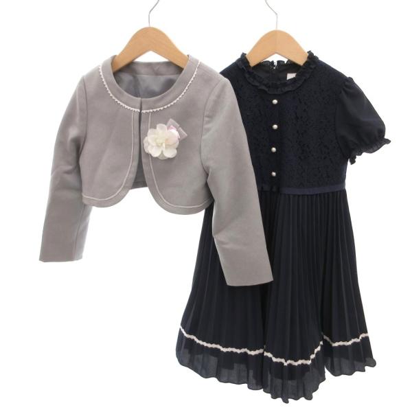 ビームス BEAMS セットアップ ジャケット ワンピース フォーマルドレス 120 グレー 紺 ネイビー /YJ キッズ【ブランド】ビームス BEAMS【表記サイズ】120【実寸サイズ】肩幅：29cm　身幅：38cm　袖丈：40cm　着丈...