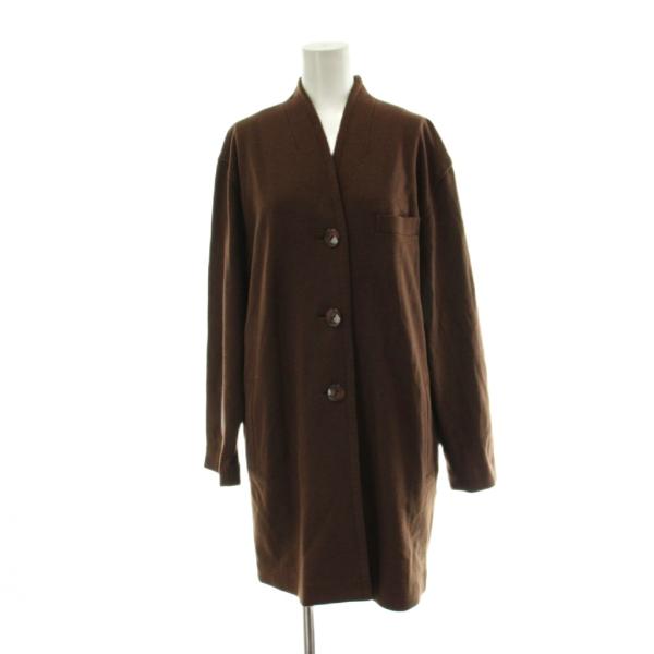 ミスクロエ miss chloe ノーカラーコート コート ウール 40 茶 ブラウン  Vネック 長袖 ミドル丈 63743 /PP ■GY14 レディース【ブランド】ミスクロエ miss chloe【表記サイズ】40【実寸サイズ】肩幅：...