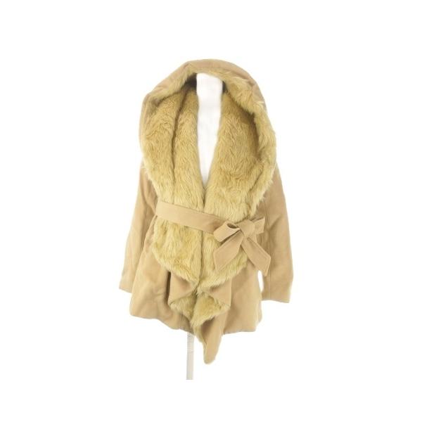 未使用品 ストリップキャバレー STRIP CABARET コート M ベージュ フード付き ファー付き ベルト付き 長袖 /CK38 ■GY99 レディース【表記サイズ】M【実寸サイズ】肩幅：37cm　身幅：53cm　袖丈：60cm　着丈...